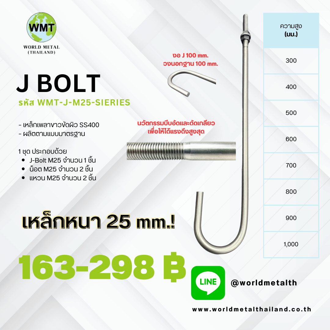 เจโบลท์ เหล็กหนา 25 มม. (J Bolt M25) - WMT เวิลด์เมทัล
